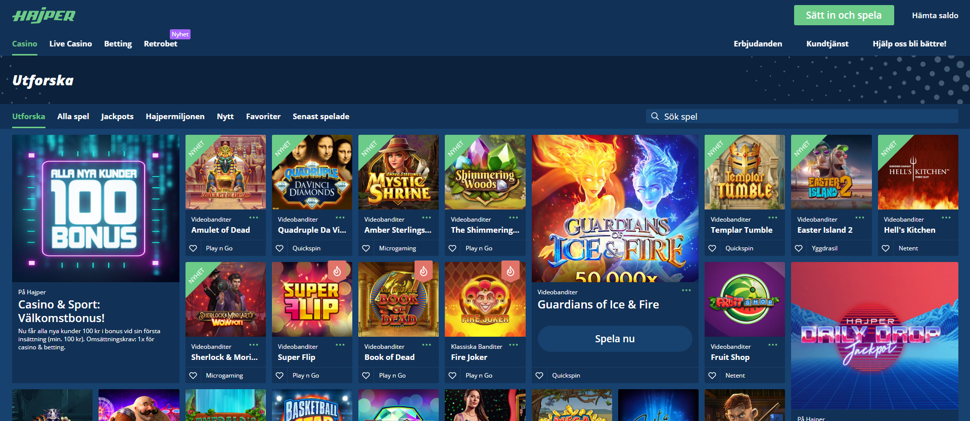 Hajper Casino - good choice online Casino for everyone 2021